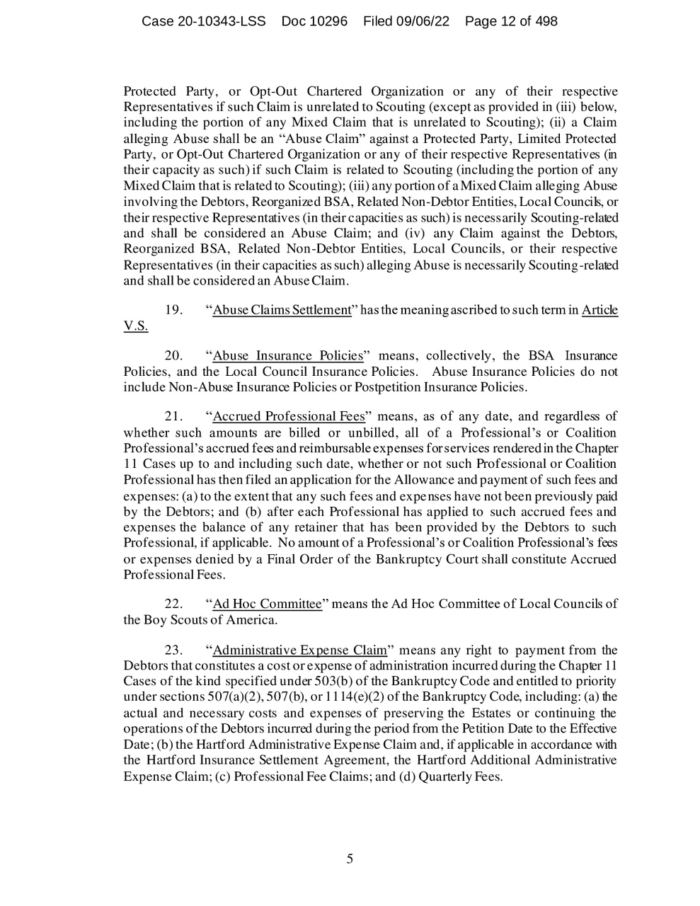Third Modified Fifth Amended Chapter 11 Plan of Reorganization for Boy ...