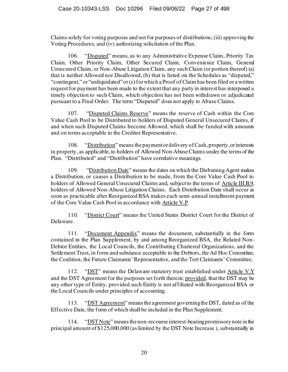 Third Modified Fifth Amended Chapter 11 Plan of Reorganization for Boy ...