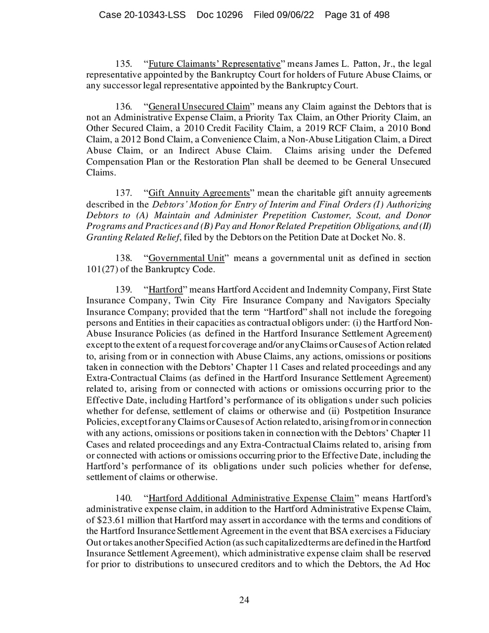 Third Modified Fifth Amended Chapter 11 Plan of Reorganization for Boy ...