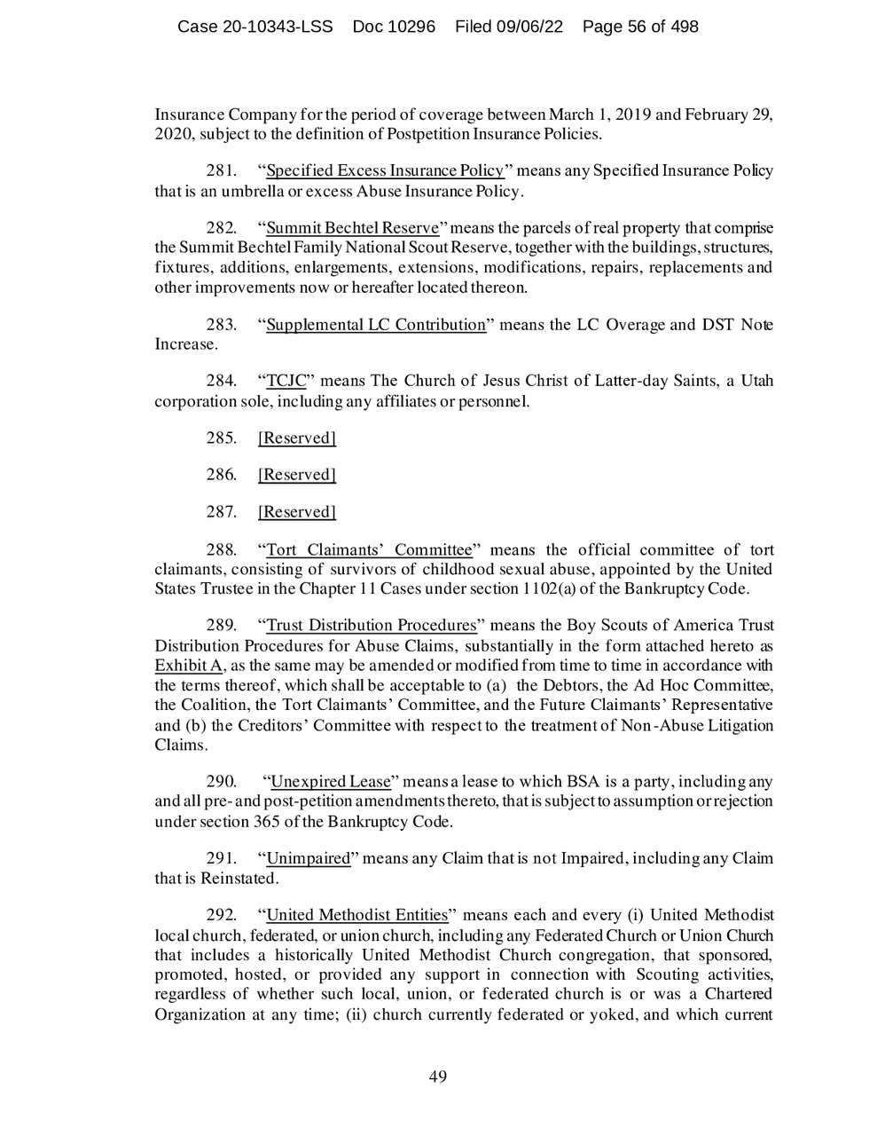 Third Modified Fifth Amended Chapter 11 Plan of Reorganization for Boy ...