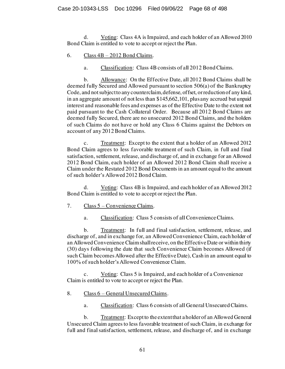 Third Modified Fifth Amended Chapter 11 Plan of Reorganization for Boy ...