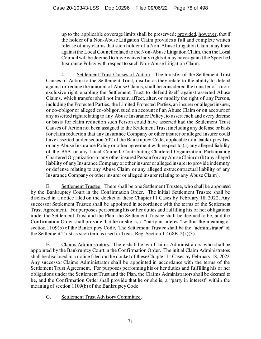 Third Modified Fifth Amended Chapter 11 Plan of Reorganization for Boy ...