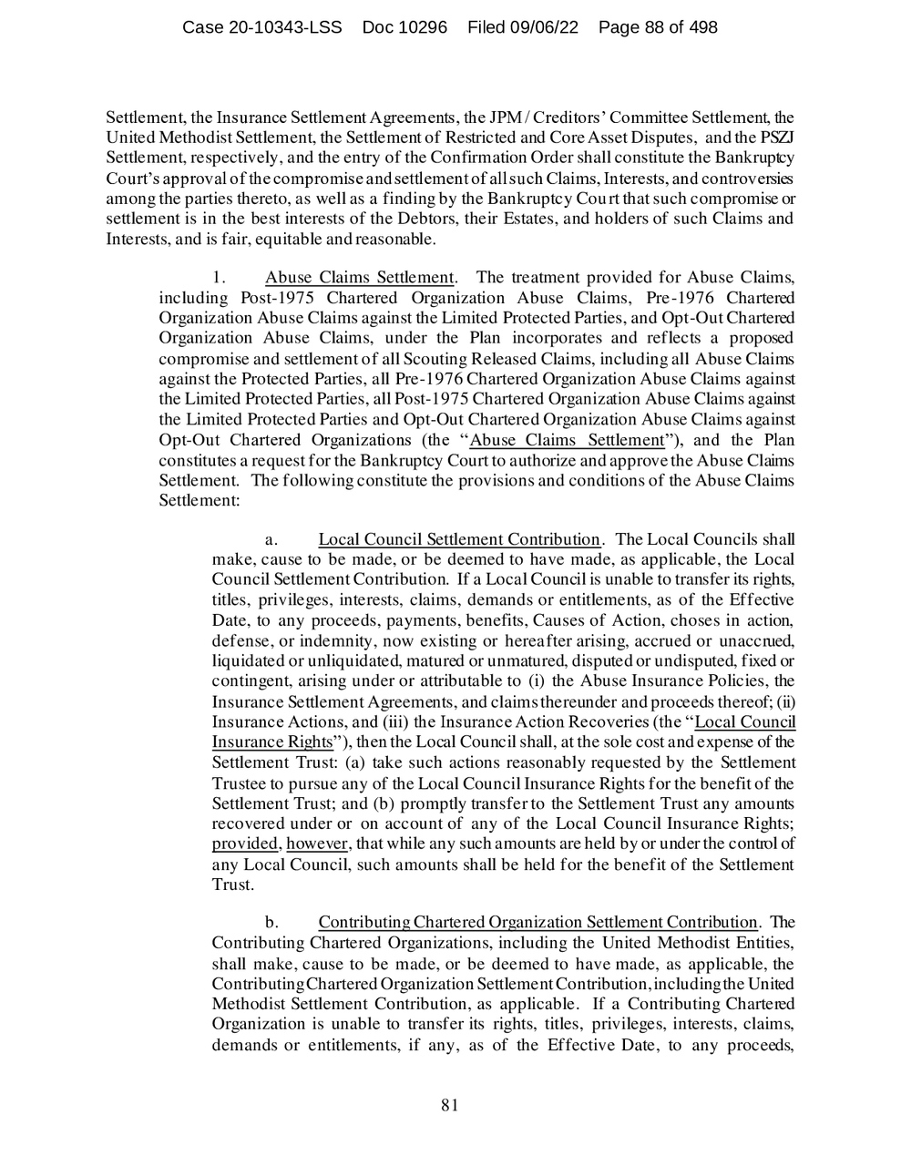Third Modified Fifth Amended Chapter 11 Plan of Reorganization for Boy ...