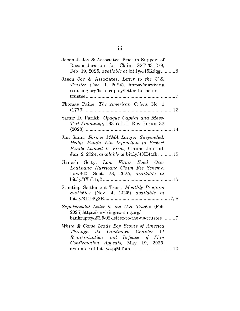 Brief of Amici Curiae Joy Claimants and Garrison Claimants in Support ...